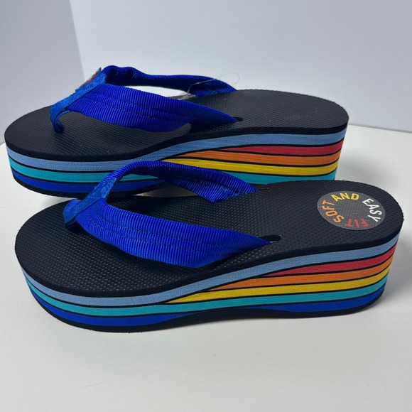Rainbow | Shoes | Rainbow Sandals 6 Layer Wedge Flip Flops Womens Small ...